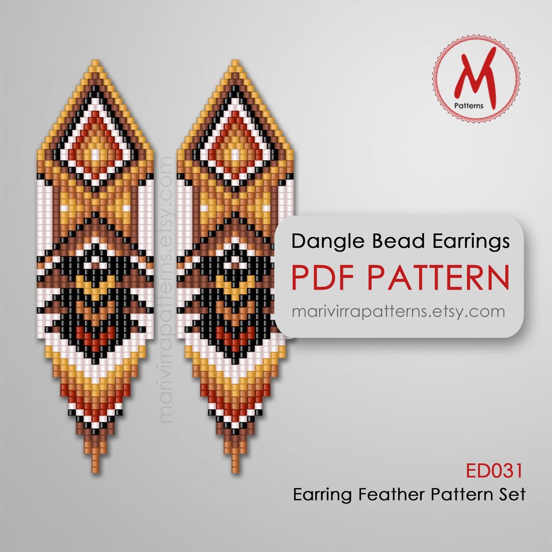 Native Feather Bead Pattern for Dangle Long Earring - Native Inspired ...