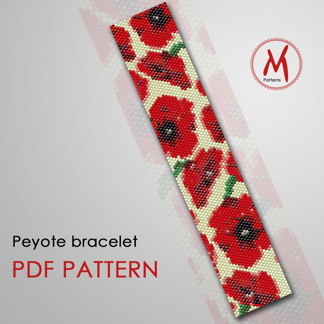 Poppy Flower Peyote Bead Pattern for Bracelet Floral - Etsy