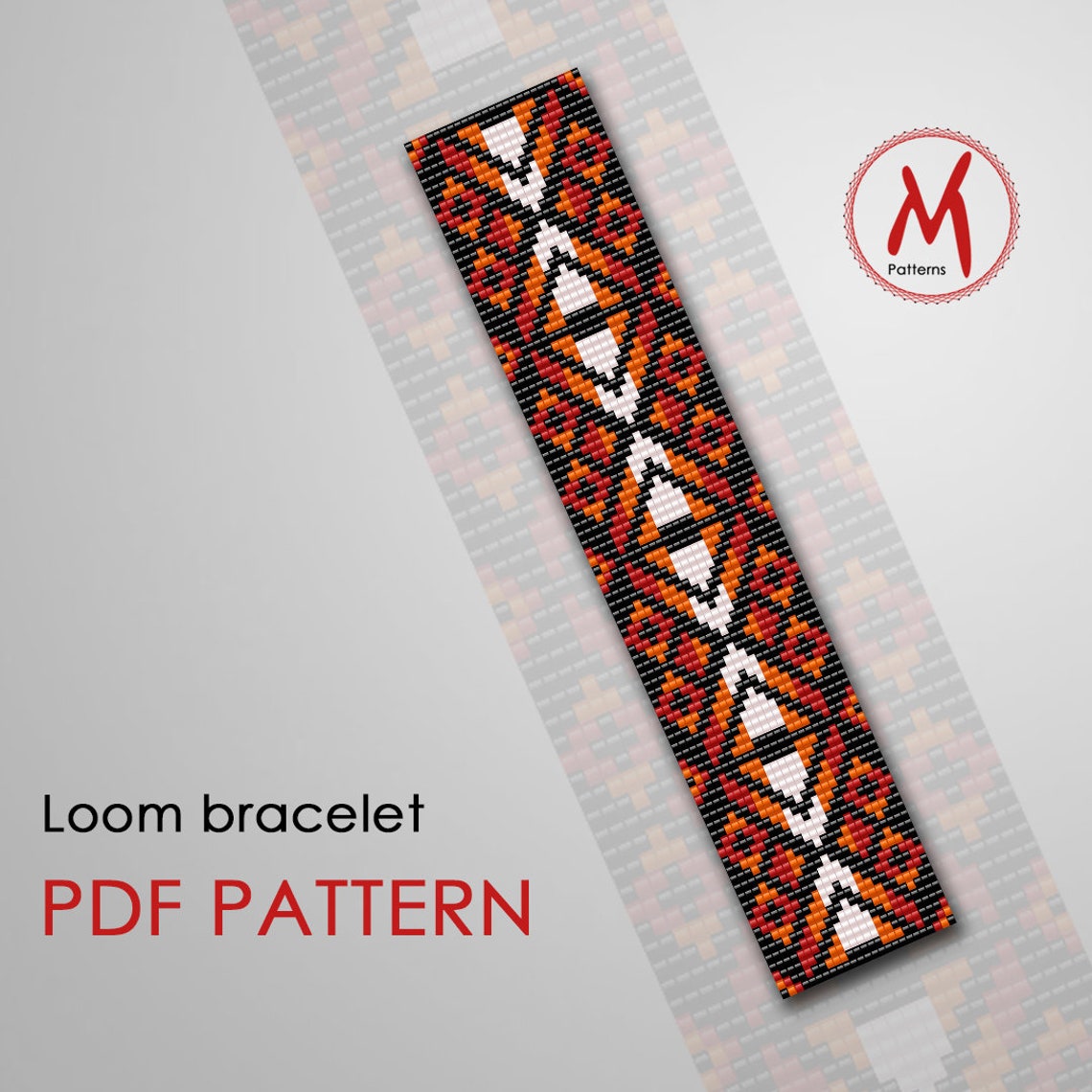 Red Lace Loom Bead Pattern for Bracelet Native Inspired - Etsy