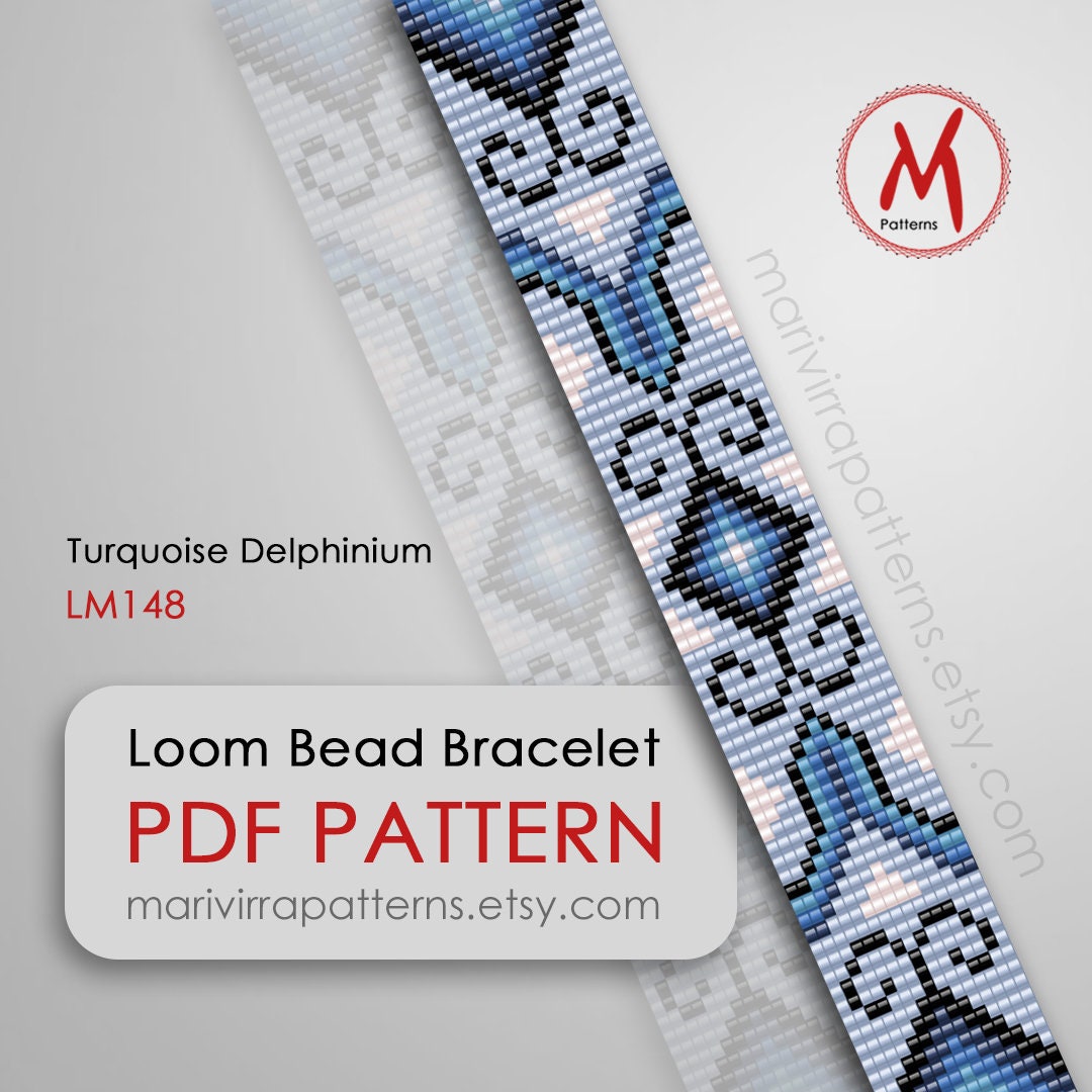 Turquoise Delphinium Loom Bead Pattern for Bracelet - Native Inspired ...