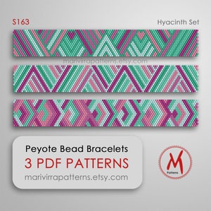 Hyacinth Peyote Patterns Set for 3 Bracelets - Even Count Stitch ...