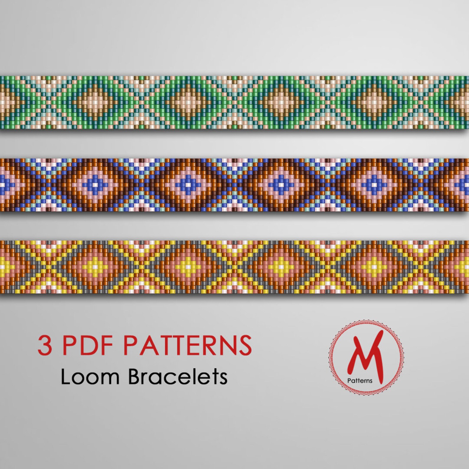 Native Rhombus Loom Bead Patterns for Bracelets Set of 3 - Etsy