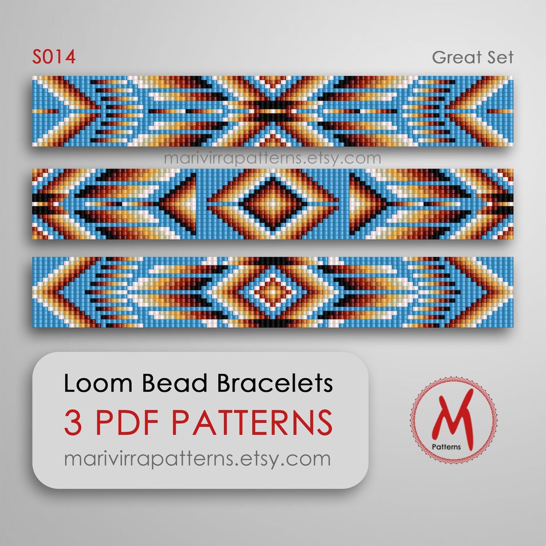 Great Set of 3 Pattern, Loom Bead Patterns for Bracelets - Native ...