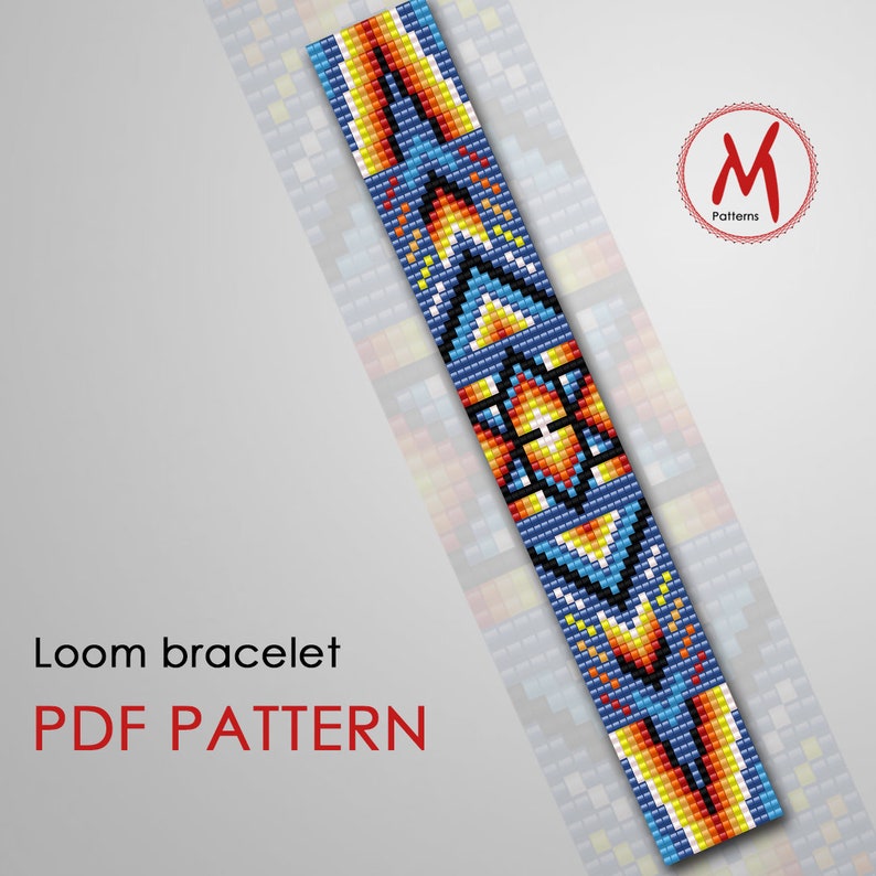 Cobalt Native Loom Bead Pattern for Bracelet Native Inspired - Etsy