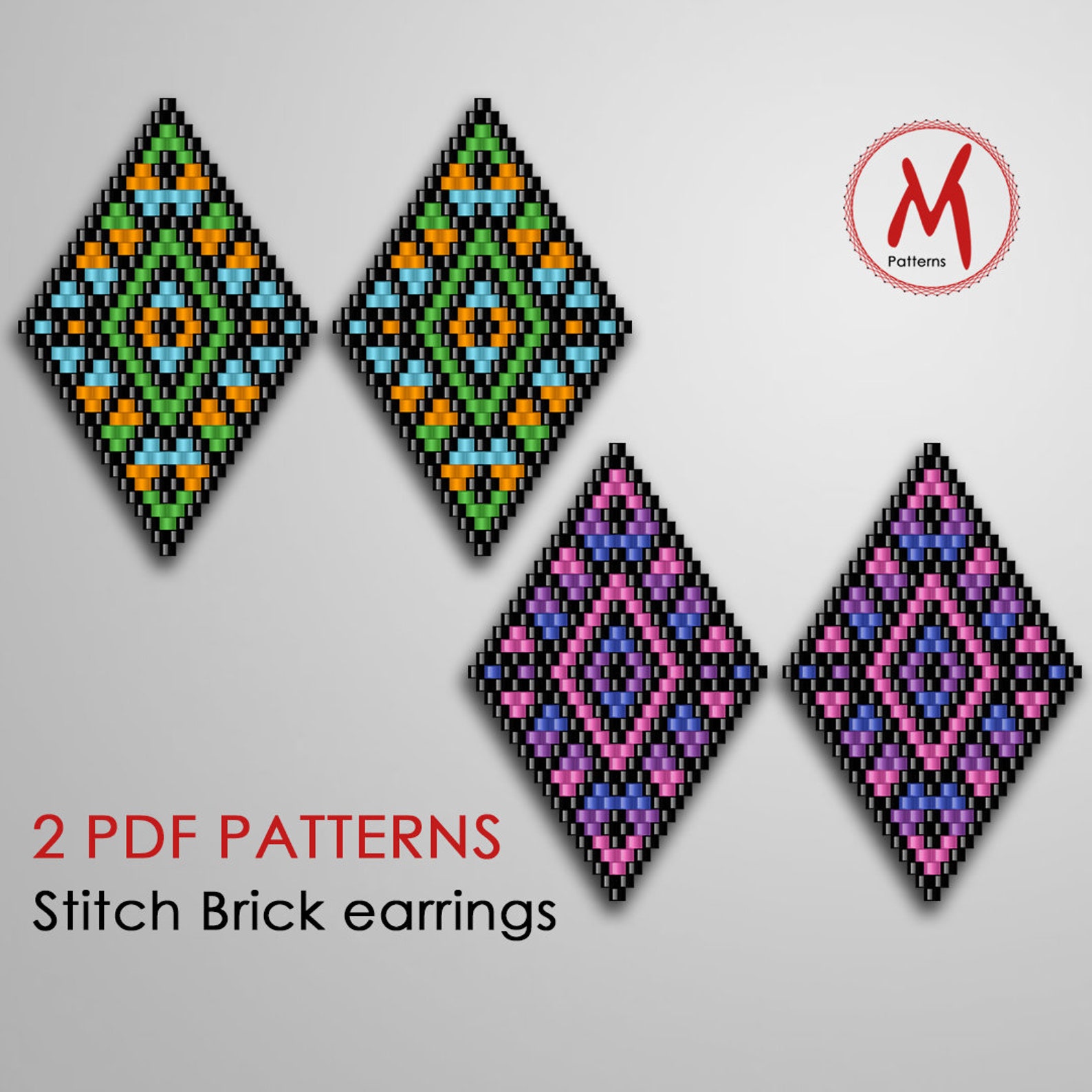 Aztec Ethno Stitch Brick Bead Pattern for Dangle Earrings - Etsy
