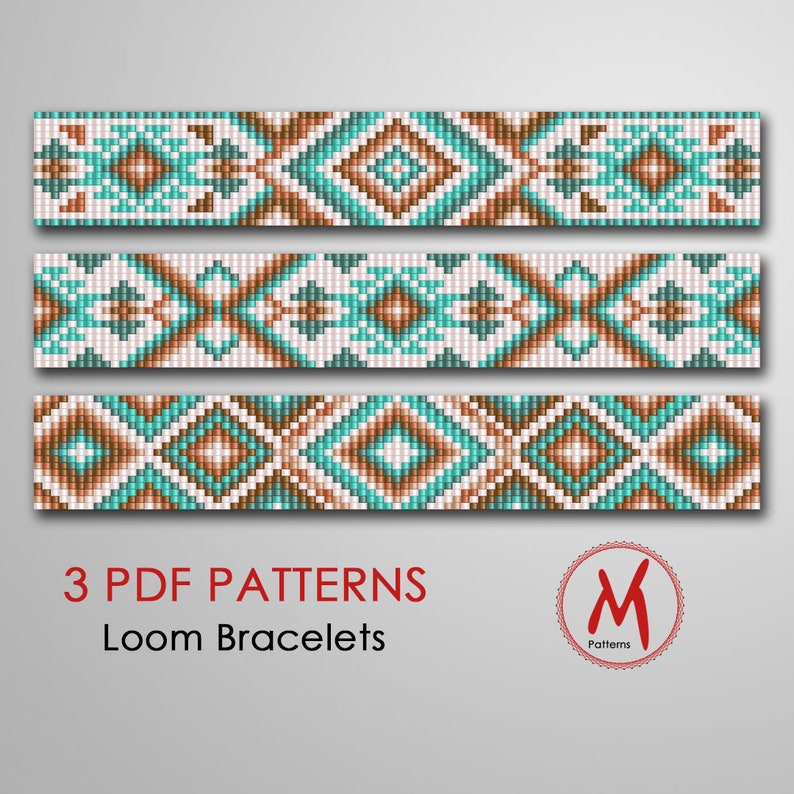 Green Turquoise Bead Patterns for Bracelets Set of 3 - Etsy