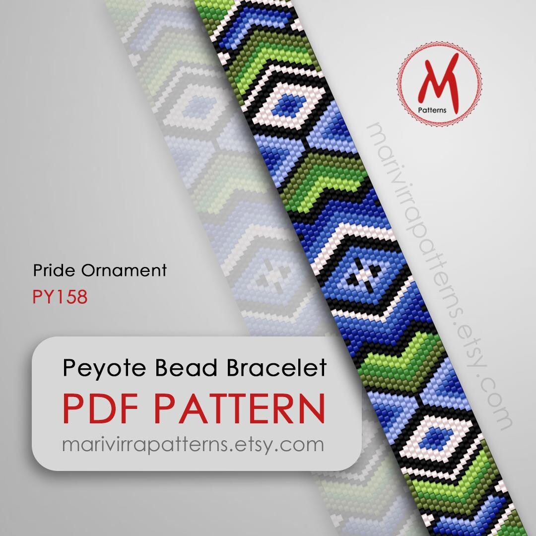 Pride Ornament Peyote Bead Pattern for Bracelet - Native Inspired, Blue ...