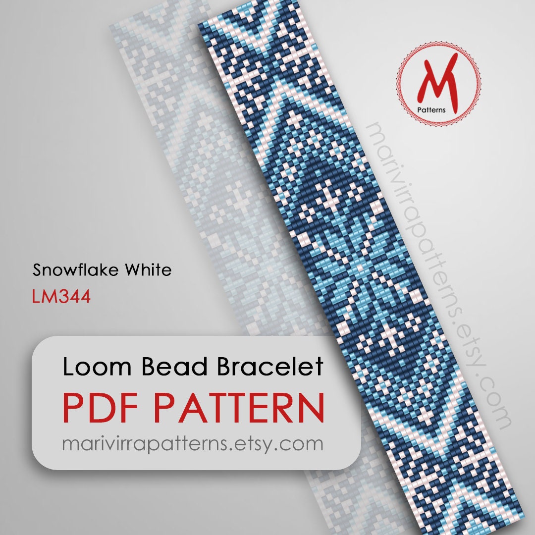 Snowflakes White Loom Bead Pattern for Bracelet - Winter Pattern, Merry ...