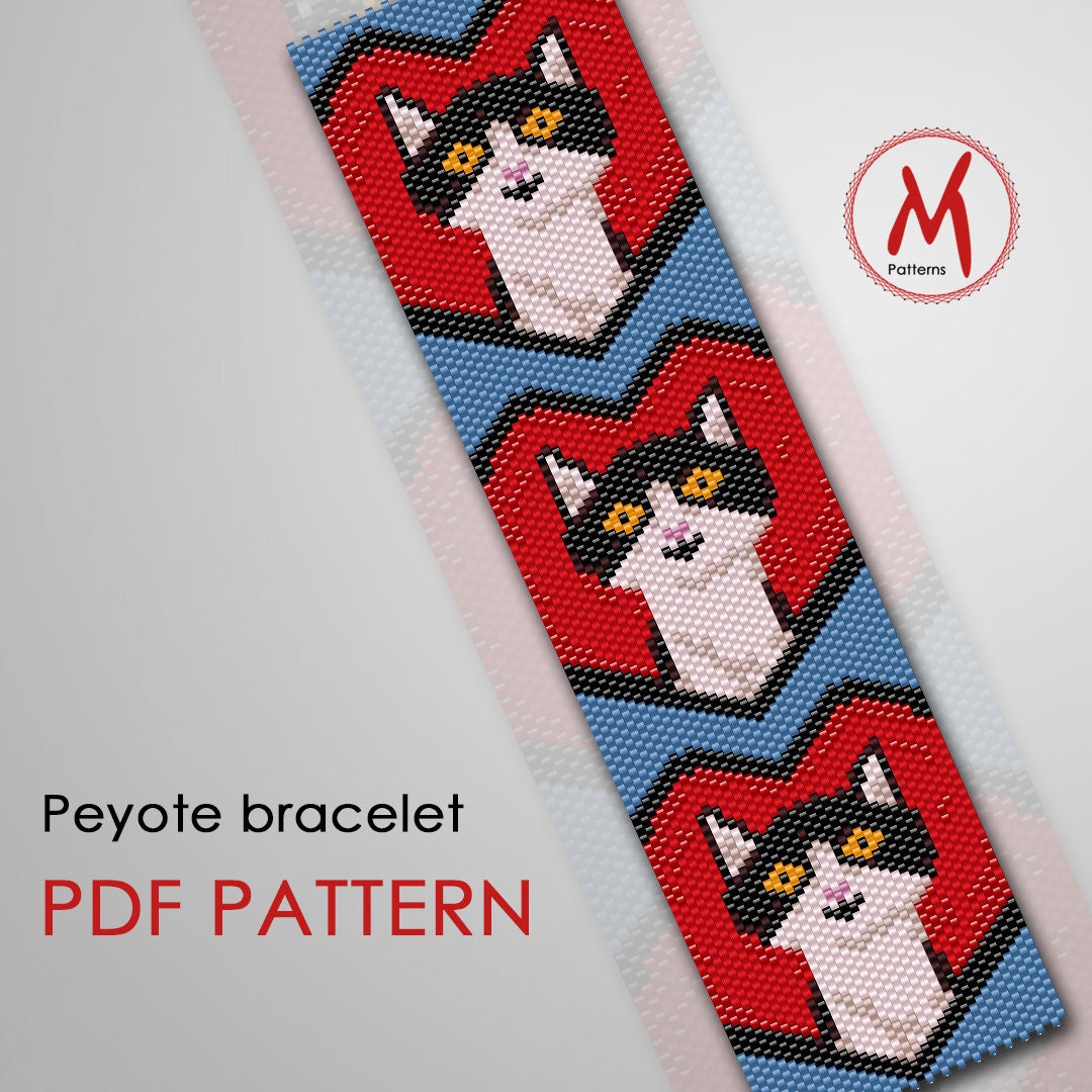 Cat in Love Peyote Bead Pattern for Bracelet Cats Wide - Etsy