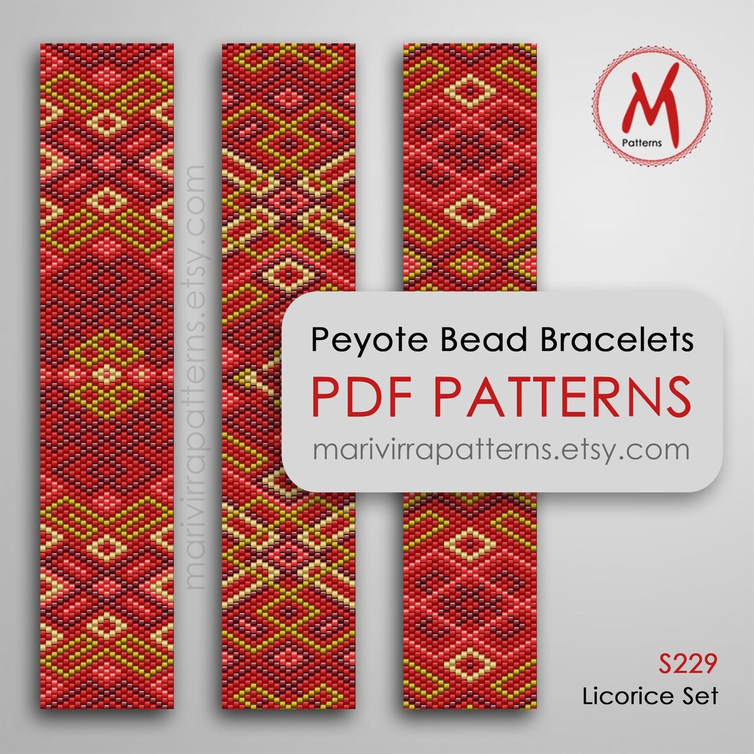 Licorice Set Loom Bead Patterns for Bracelets, Set of 3 Pattern, Native ...