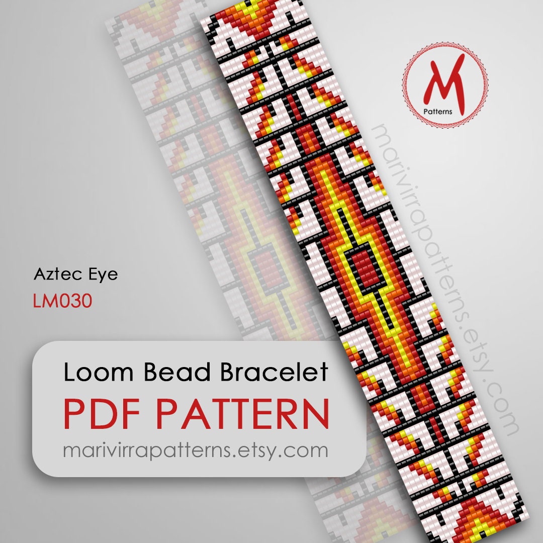 Aztec Eye Loom Bead Pattern for Bracelet - Native Inspired, Printable ...
