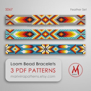 Feather Loom Bead Patterns for Bracelets - Set of 3 Pattern, Native ...