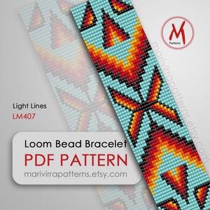 Light Lines Loom Bead Pattern for Bracelet - Native Inspired, Wide ...