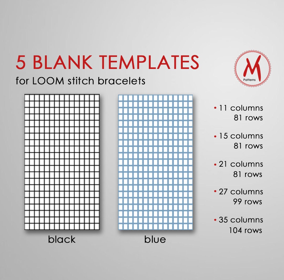 5 Blank Templates for Creating Loom Stitch Bracelets - Empty Loomed ...