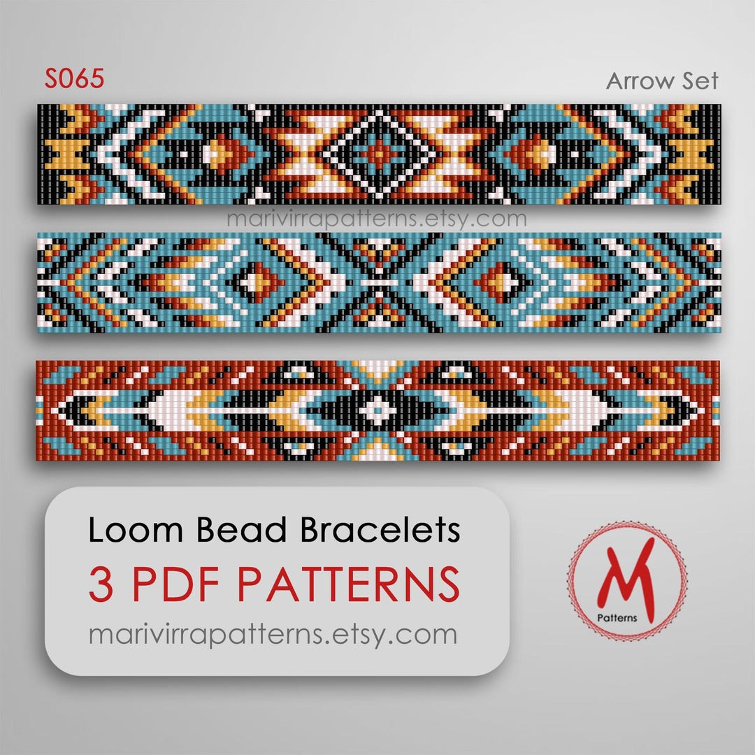 Arrow Loom Bead Patterns for Bracelets - Set of 3 Pattern, Native ...