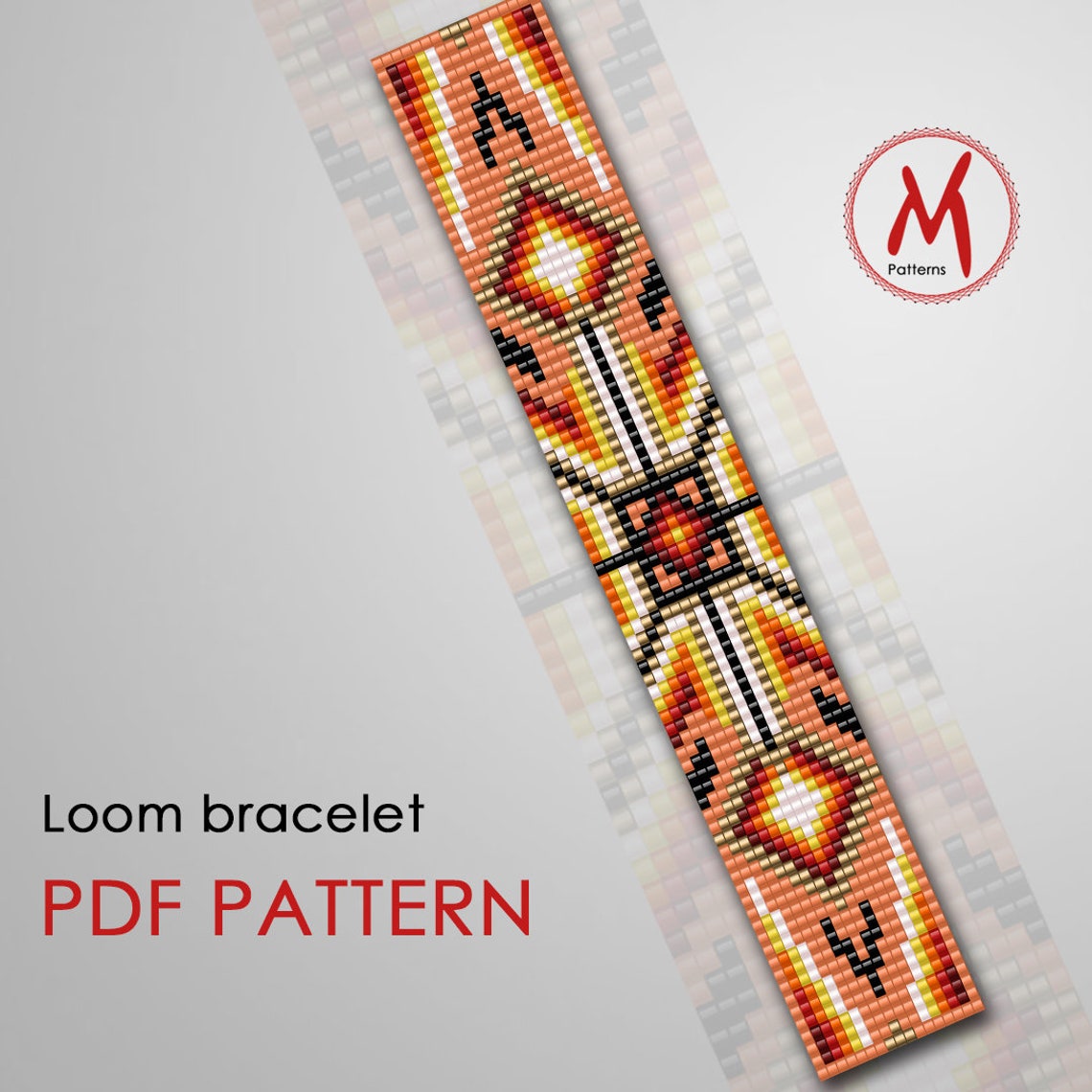 Gold Inspired Loom Bead Pattern for Bracelet Aztec Pattern | Etsy