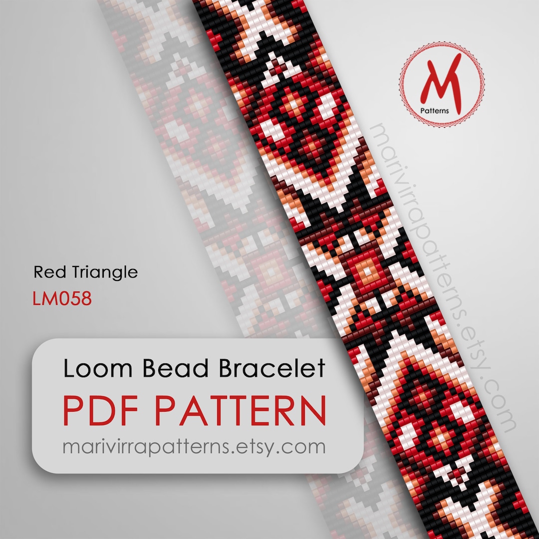 Red Triangle Bead Pattern for Bracelet - Native Inspired, West Loomed ...