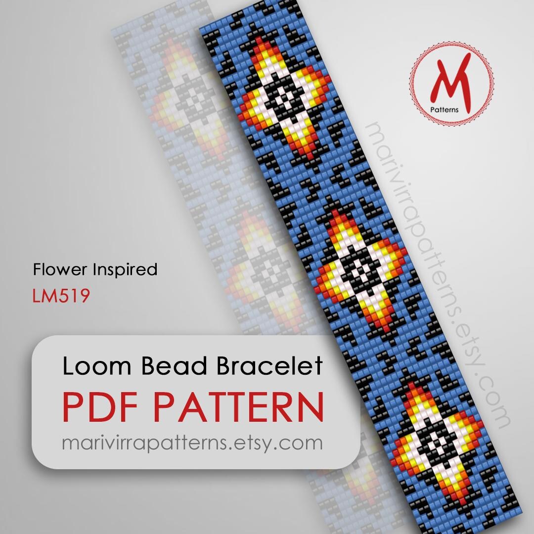 Flower Inspired Loom Bead Pattern for Bracelet - Native Inspired ...
