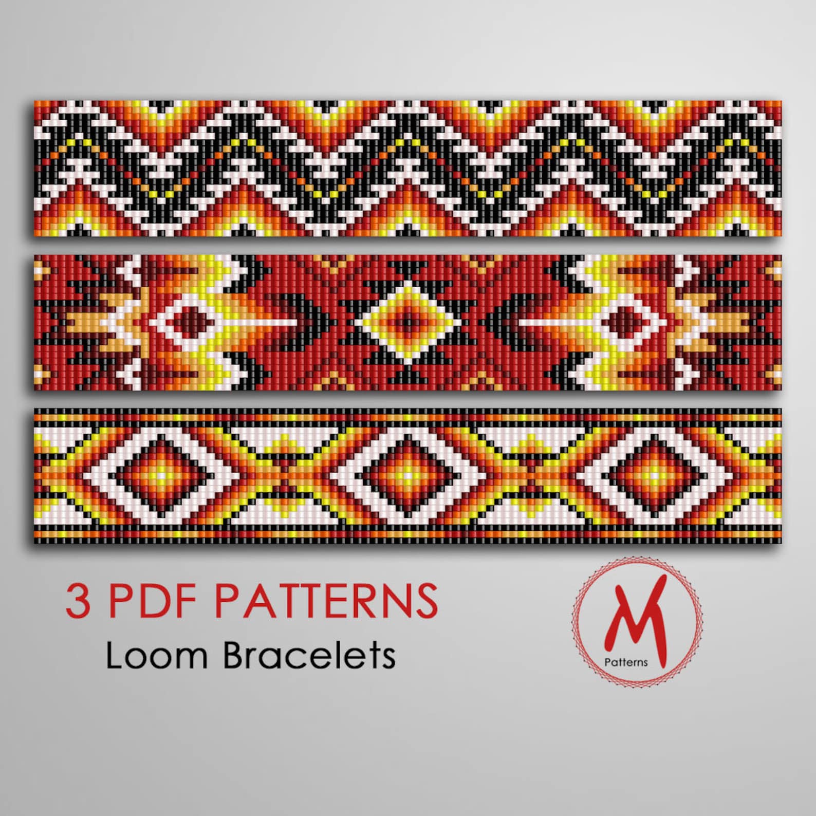 West Loom Bead Patterns for Bracelets Set of 3 Pattern | Etsy