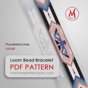Thunderbird Lines Loom Bead Pattern for Bracelet - Native Inspired, Modern Bird, Loomed Pattern ...