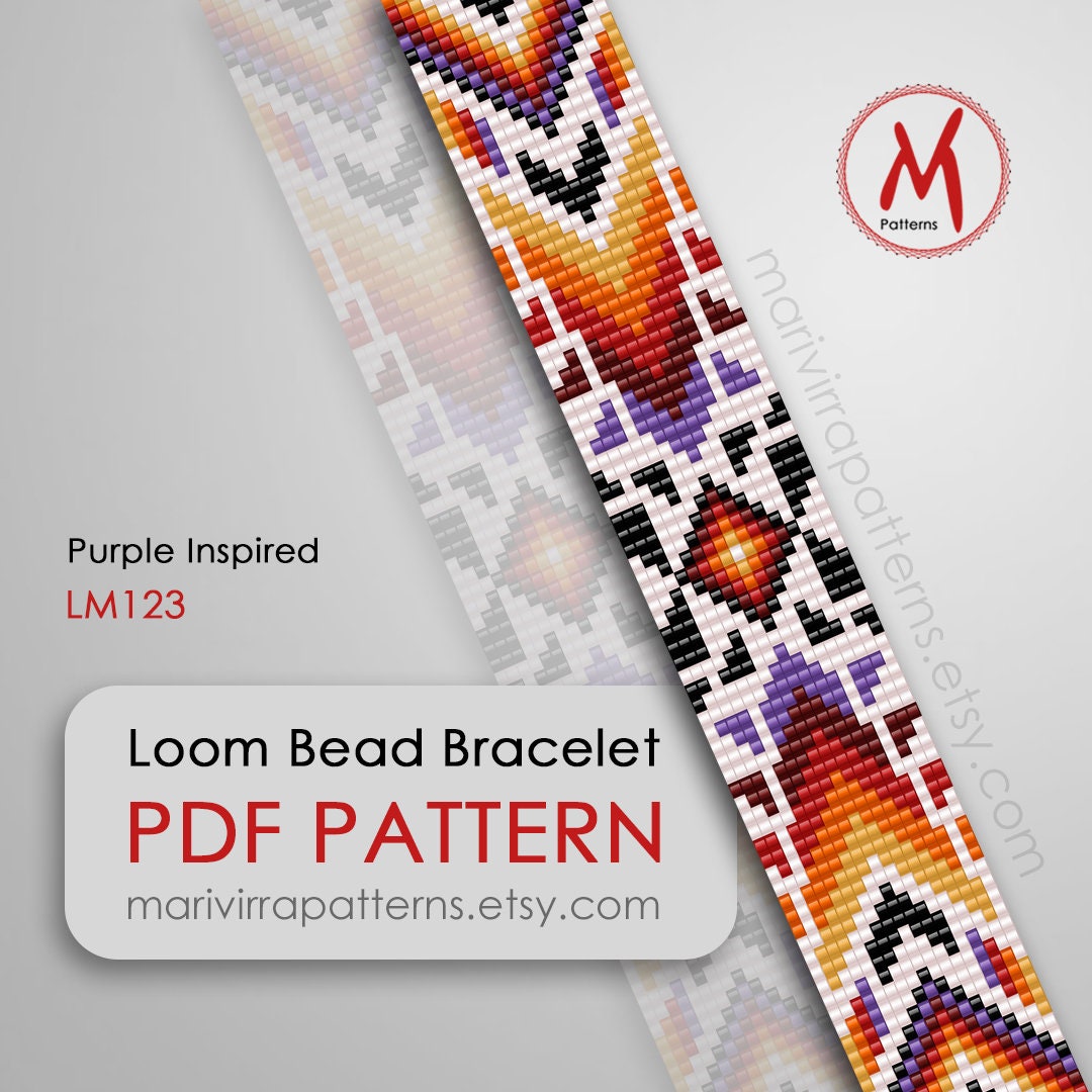 Purple Loom Bead Patterns for Bracelets - Set of 3 Pattern, Native ...
