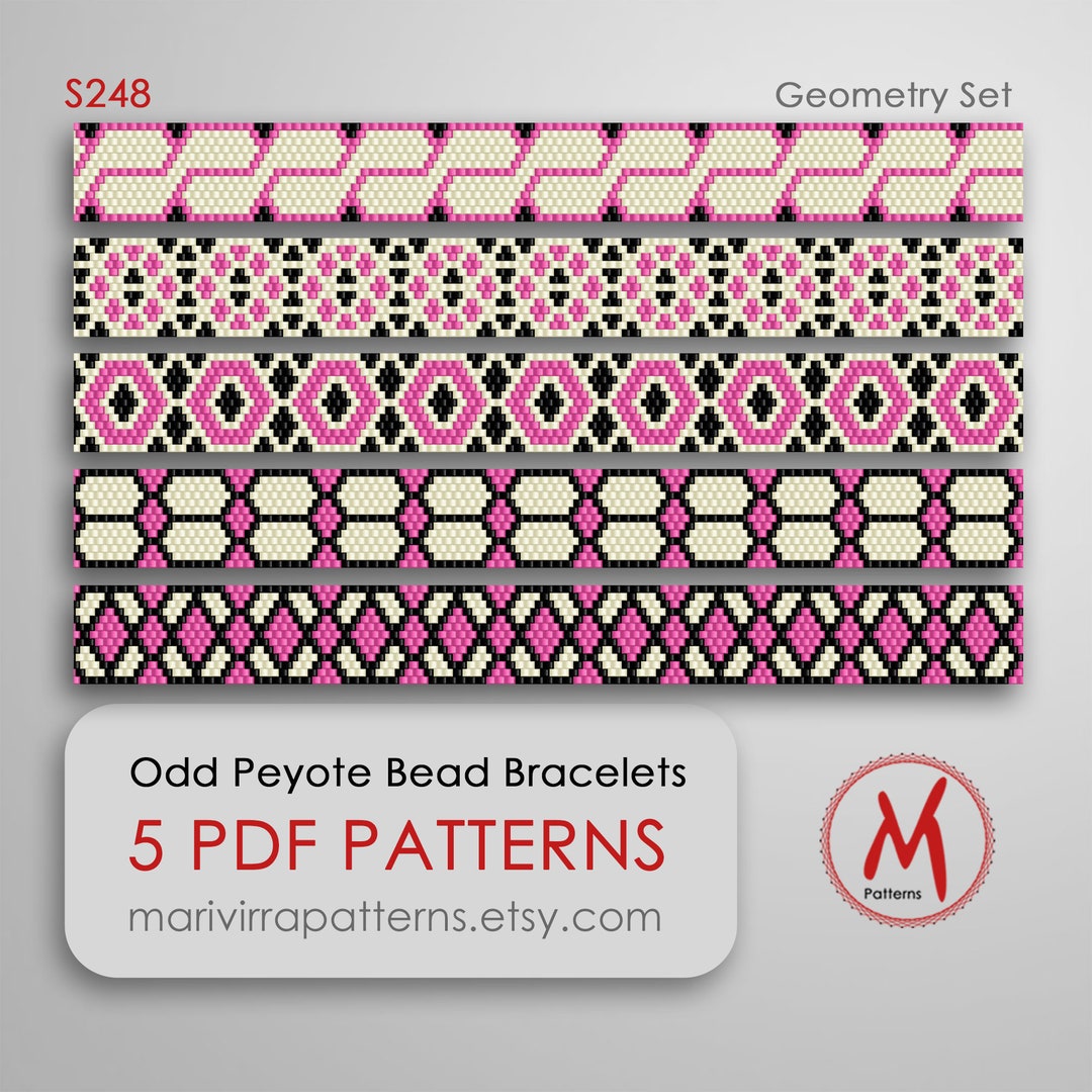 Geometry Set of Odd Peyote Patterns - Skinny Bracelet for Beginners ...