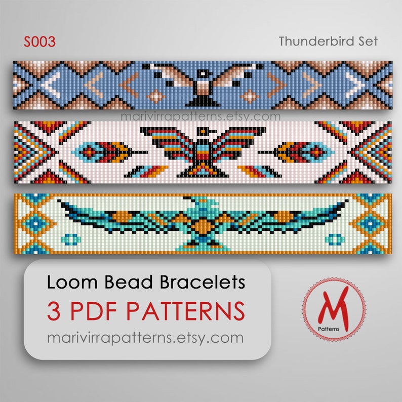 Thunderbird Set Loom Bead Patterns for Bracelets - Set of 3 Pattern ...