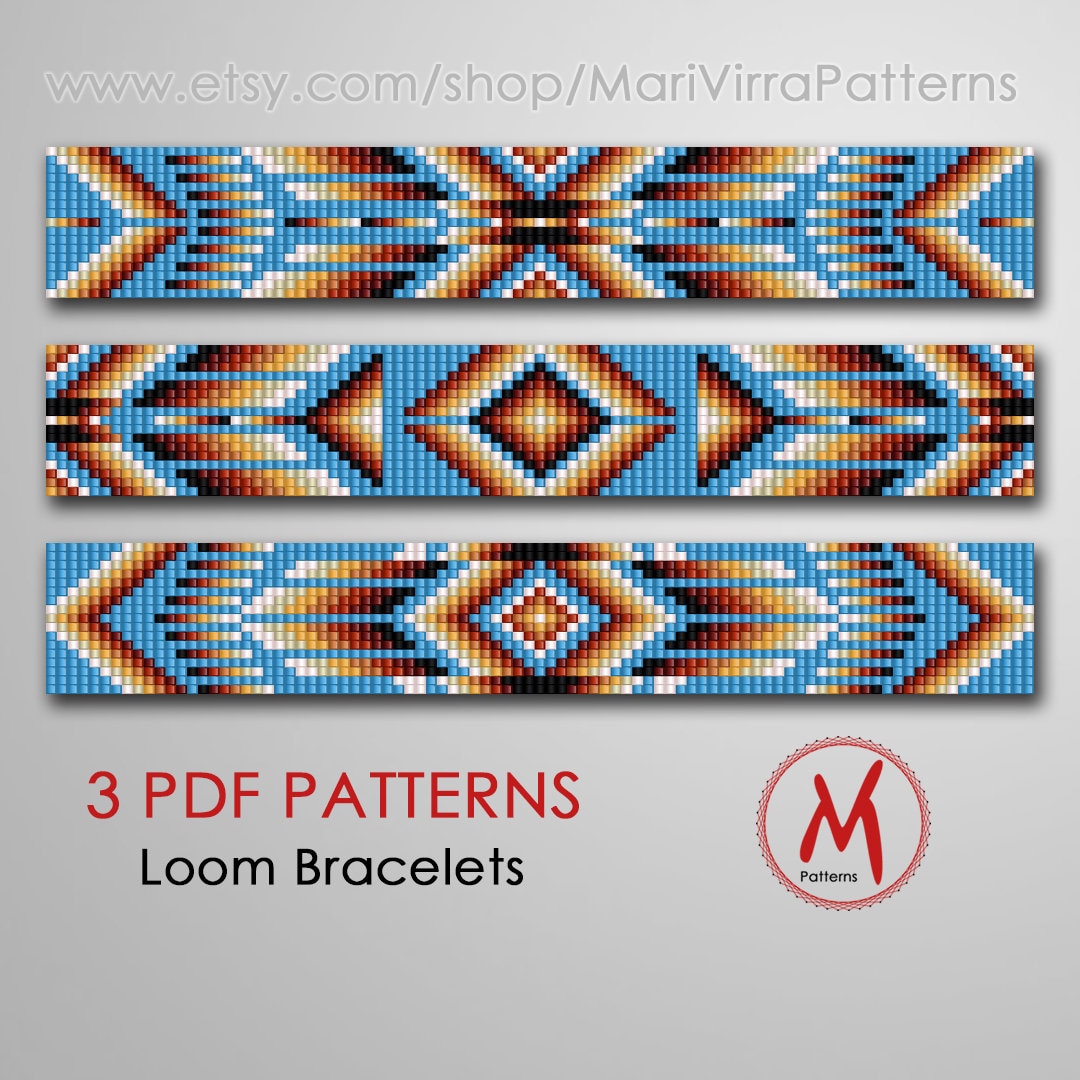 Great Set of 3 Pattern Loom Bead Patterns for Seed Bracelets - Etsy