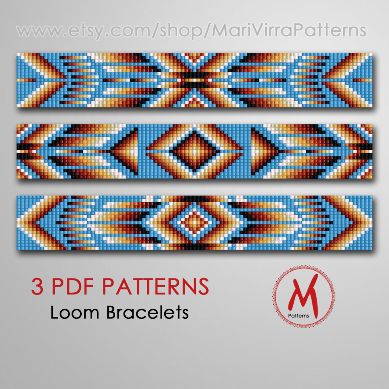 Great Set of 3 Pattern Loom Bead Patterns for Seed Bracelets - Etsy
