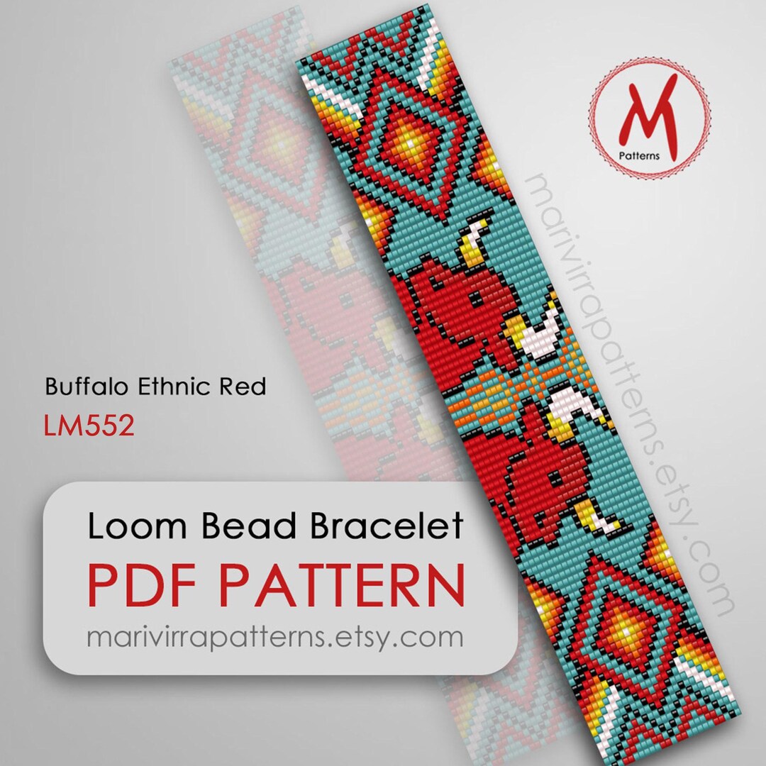 Buffalo Ethnic Red Loom Bead Pattern for Bracelet - Native Inspired ...