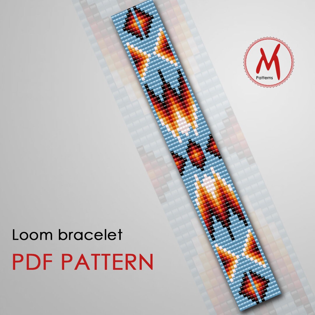Seed Blue Loom bead patterns for bracelet Indian style | Etsy