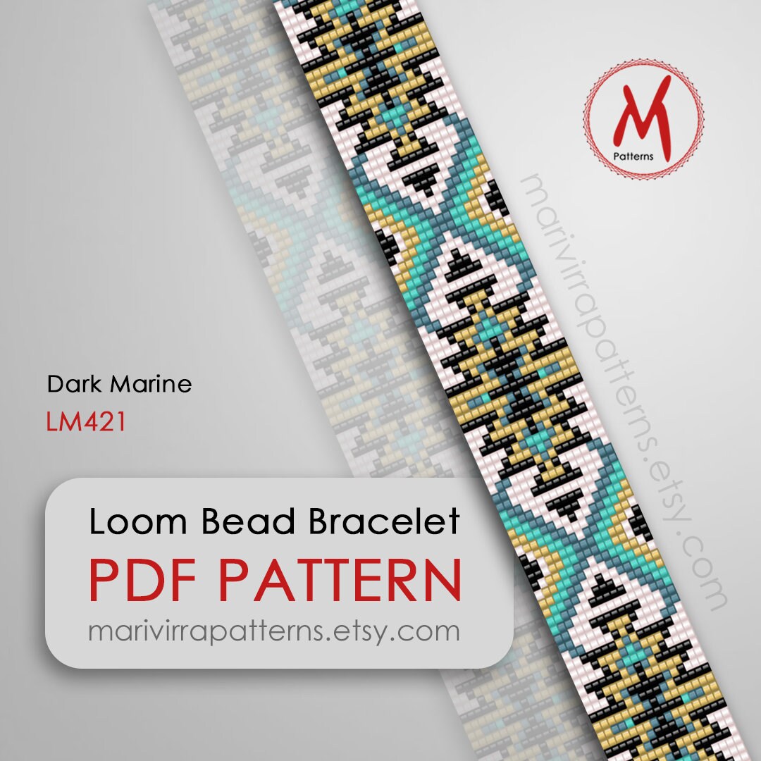 Dark Marine Loom Bead Pattern for Bracelet - Native Inspired, Southwest ...