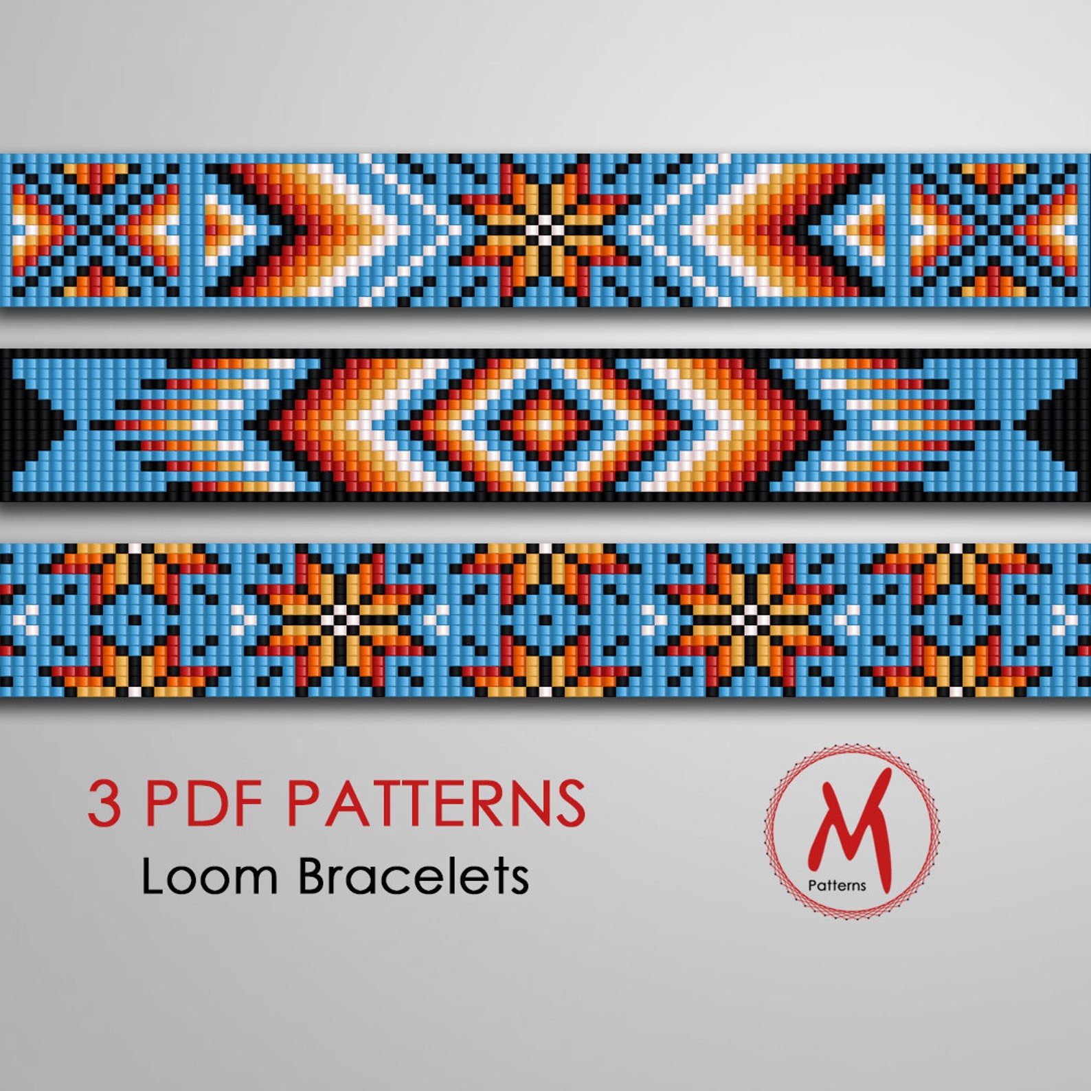 Stars Set Loom Bead Patterns for Bracelets Set of 3 Pattern | Etsy