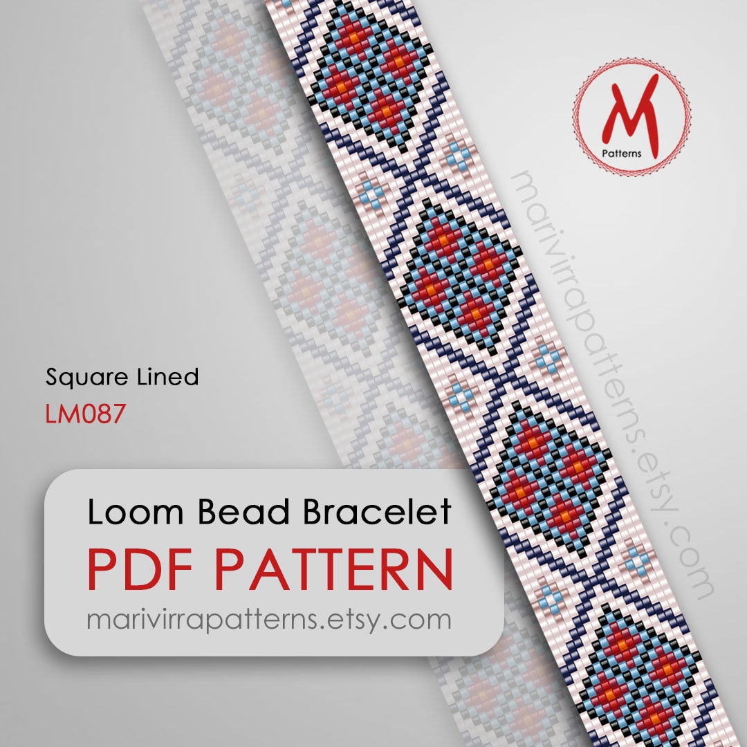 Square Lined Loom Bead Pattern for Bracelet - Modern Inspired, South ...