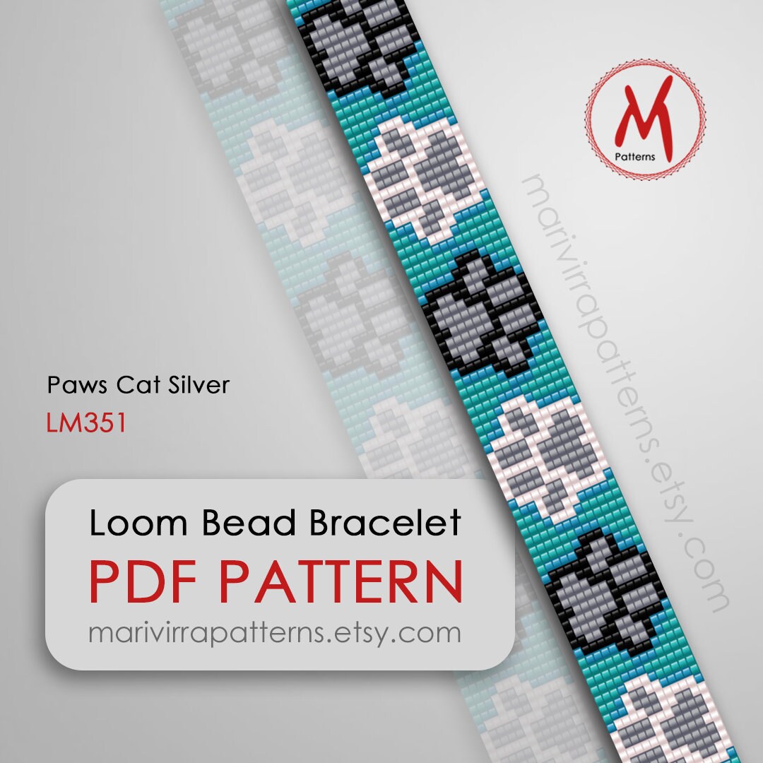 Paws Cat Silver Loom Bead Pattern for Bracelet - Wild Inspired, Cats ...