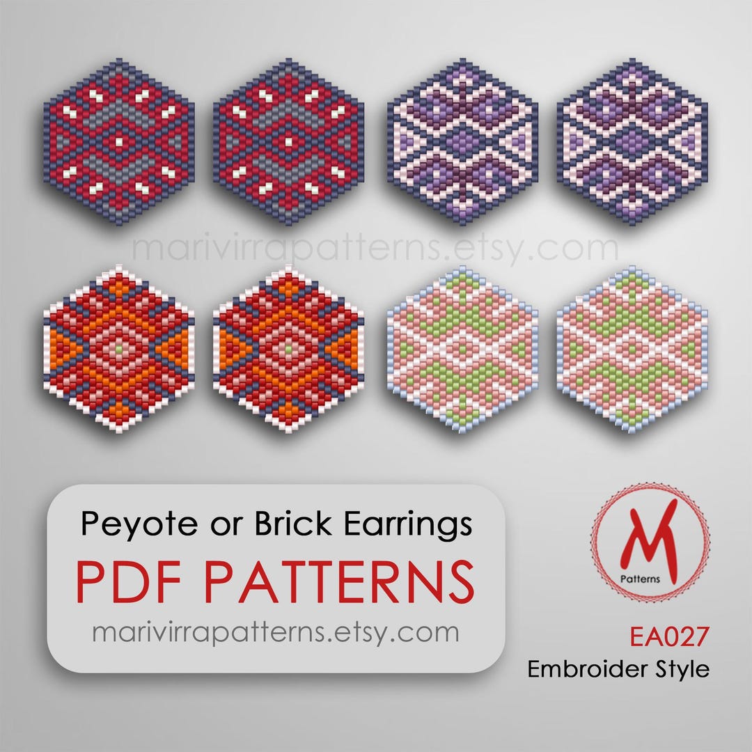Embroidery Set Peyote Bead Patterns for Earrings - Geometry Style ...