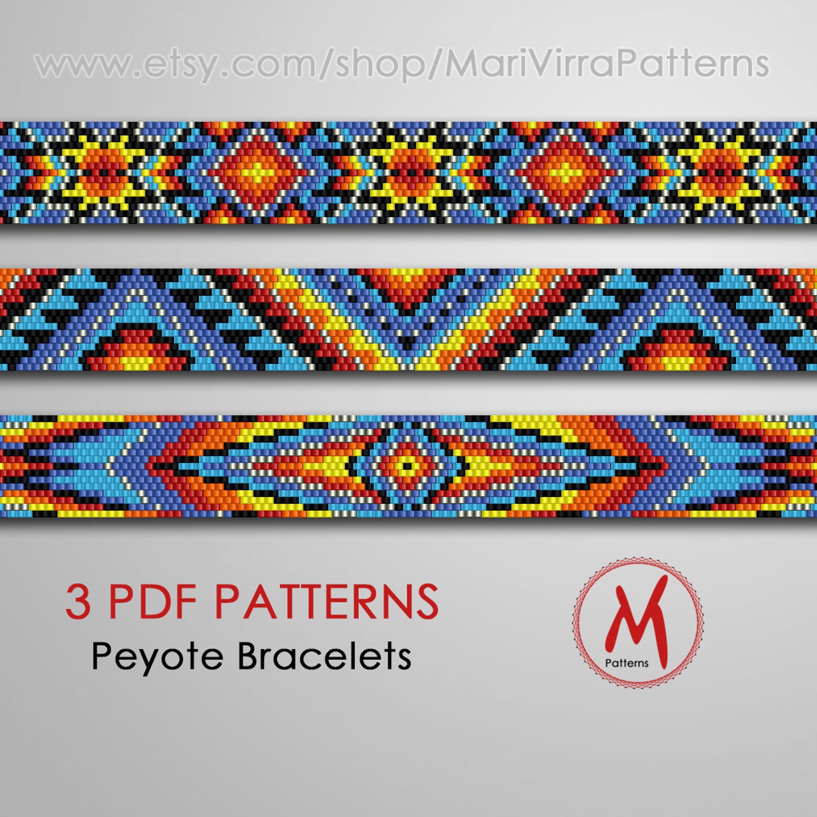 Native Peyote Patterns Set for Bracelets Odd Count Stitch - Etsy