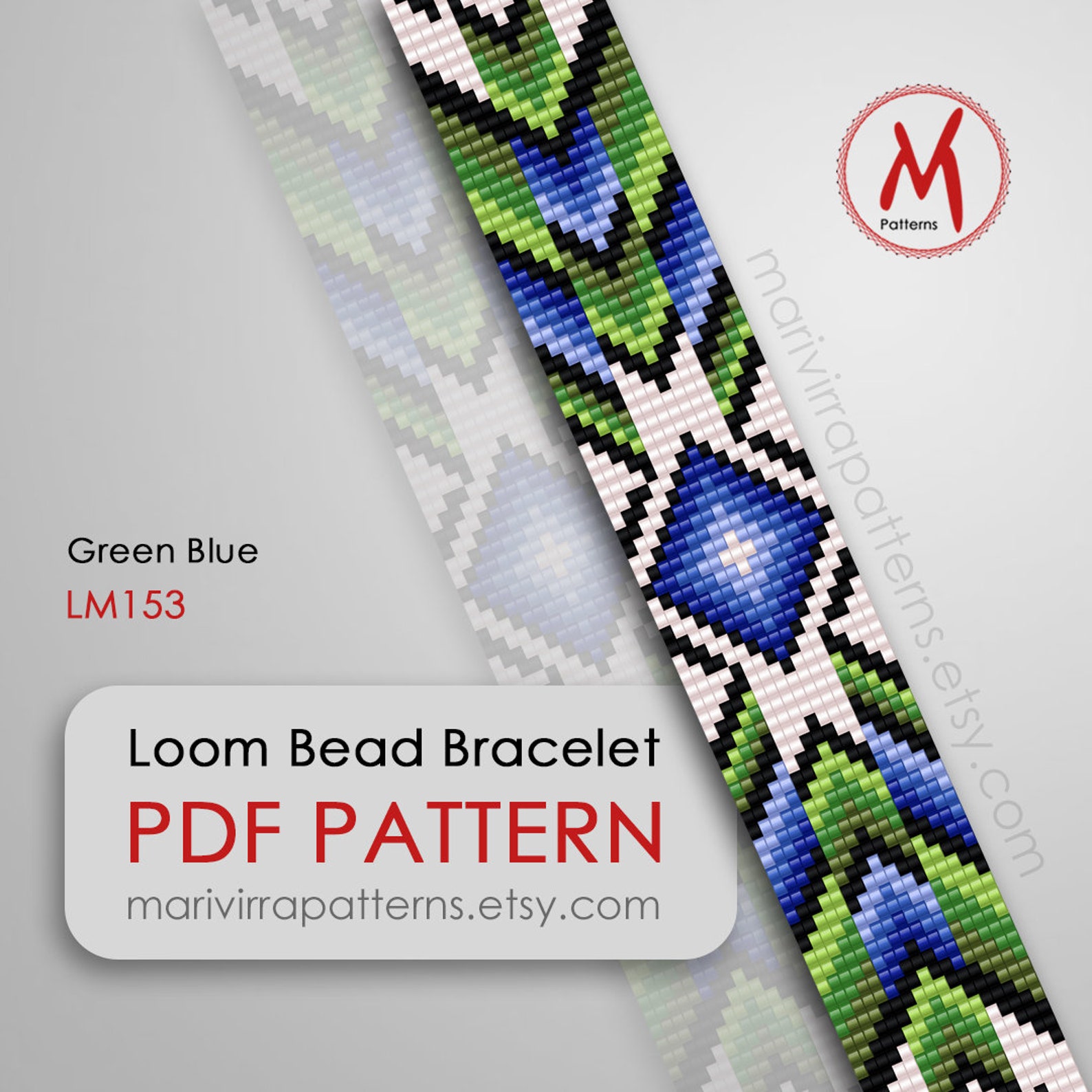 Green Blue Set of 3 Pattern, Loom Bead Patterns for Bracelets - Native ...