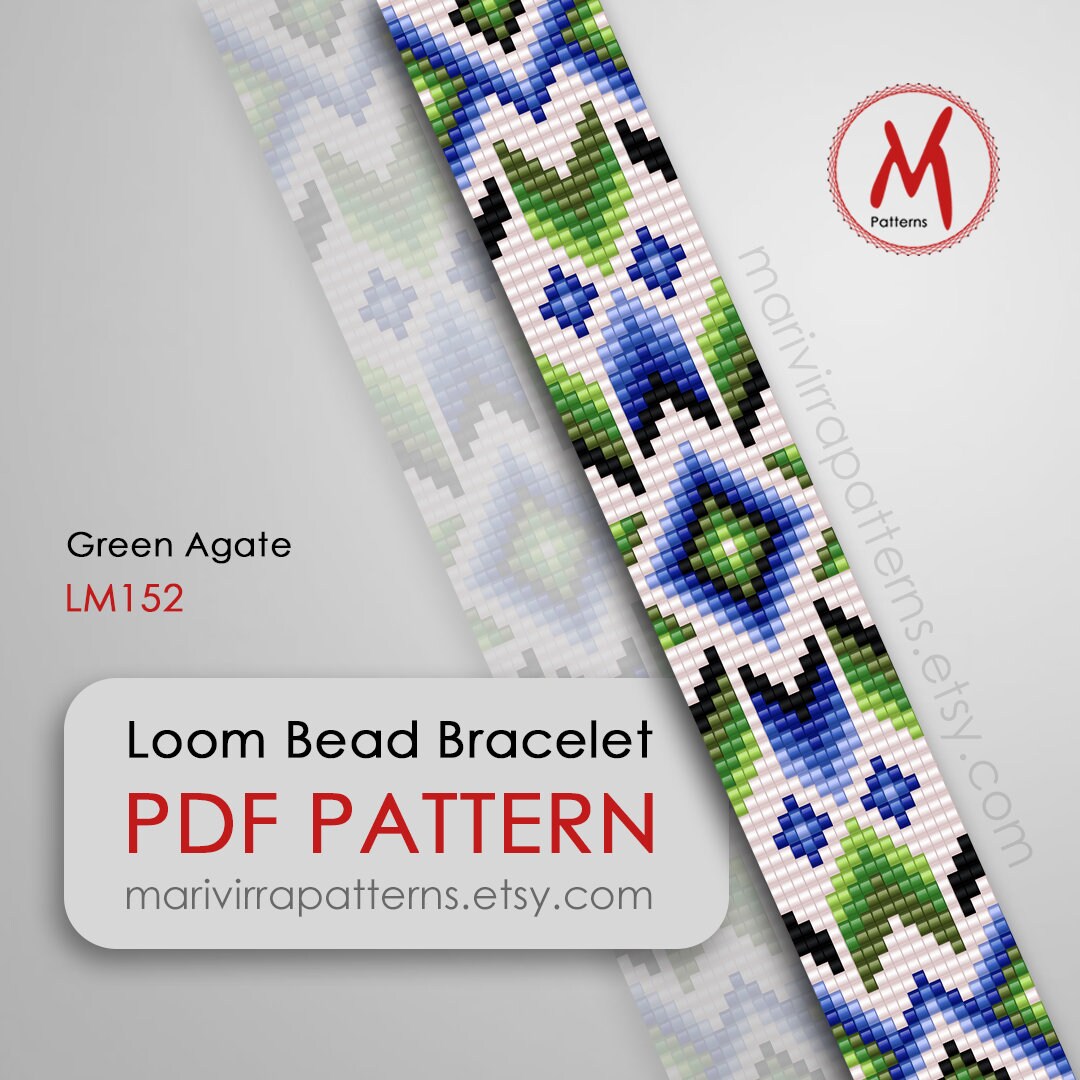 Green Blue Set of 3 Pattern, Loom Bead Patterns for Bracelets - Native ...