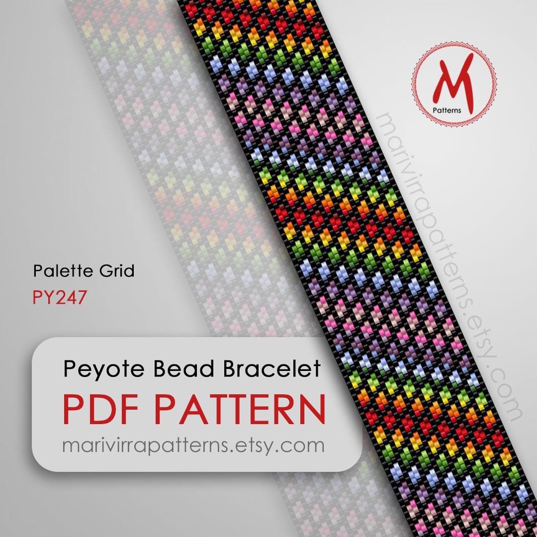 Palette Grid Peyote Bead Pattern for Bracelet - Rainbow Long Bracelet ...