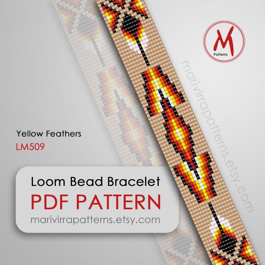 Yellow Feathers Loom Bead Pattern for Bracelet - Native Inspired ...