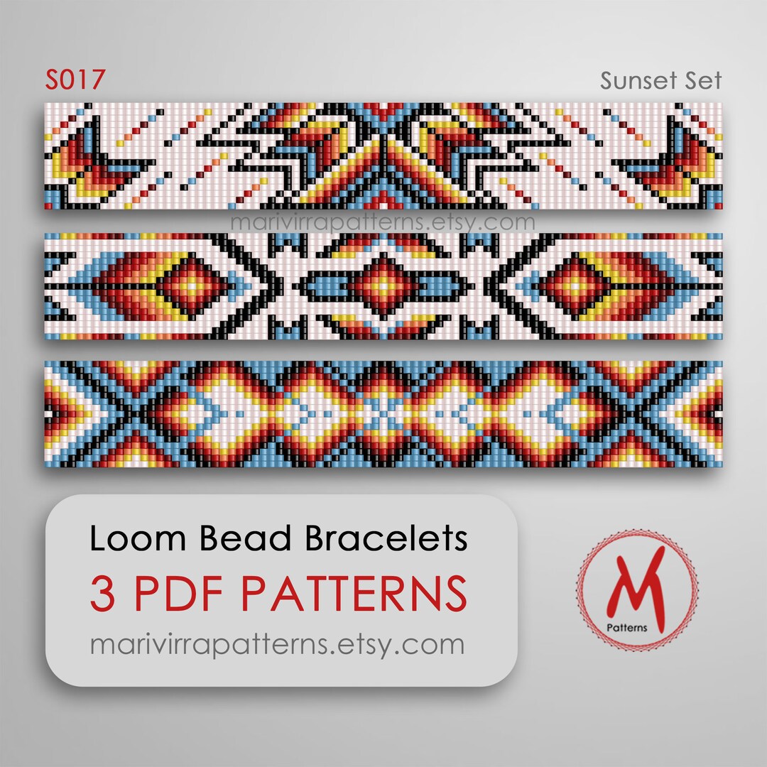 Sunset Set Loom Bead Patterns for Bracelets - Set of 3 Pattern, Native ...