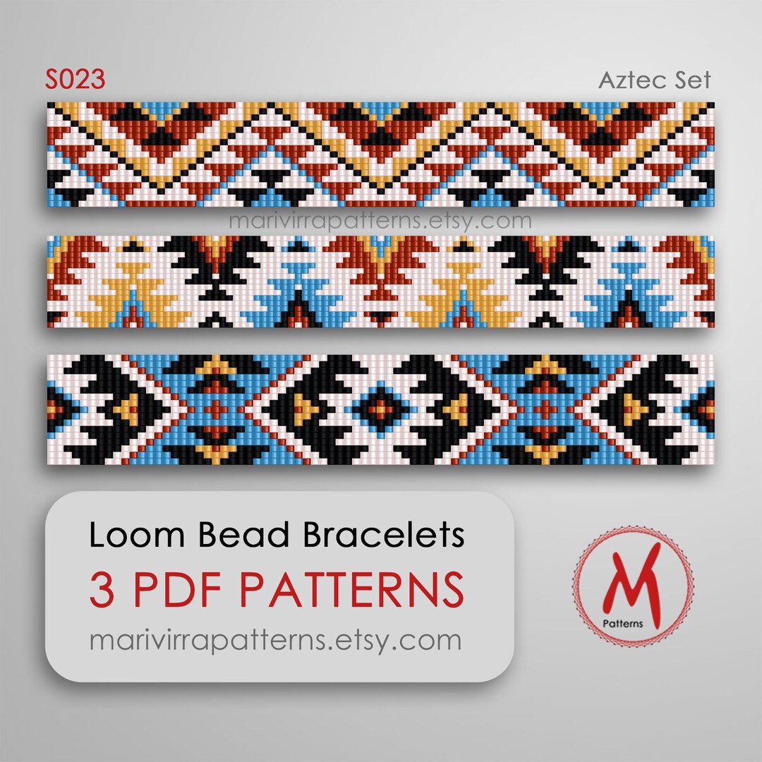 Aztec Loom Bead Patterns for Bracelets - Set of 3 Pattern, Native ...