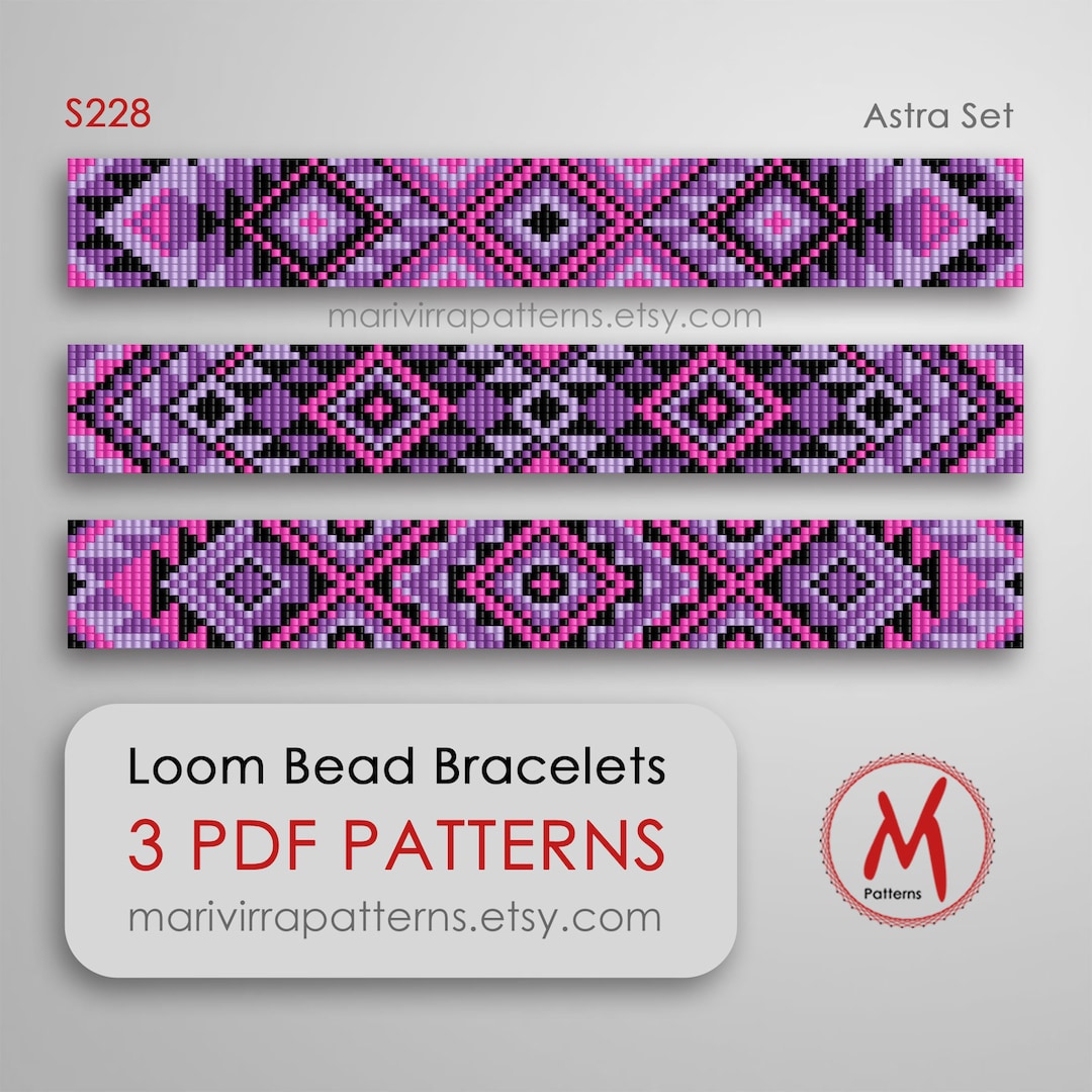 Astra Set of Loom Bead Patterns for Bracelets - Native Inspired, Blue ...
