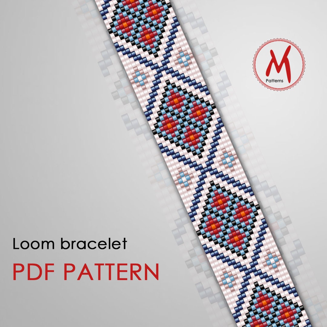 Square Lined Loom Bead Pattern for Bracelet Indian Inspired - Etsy