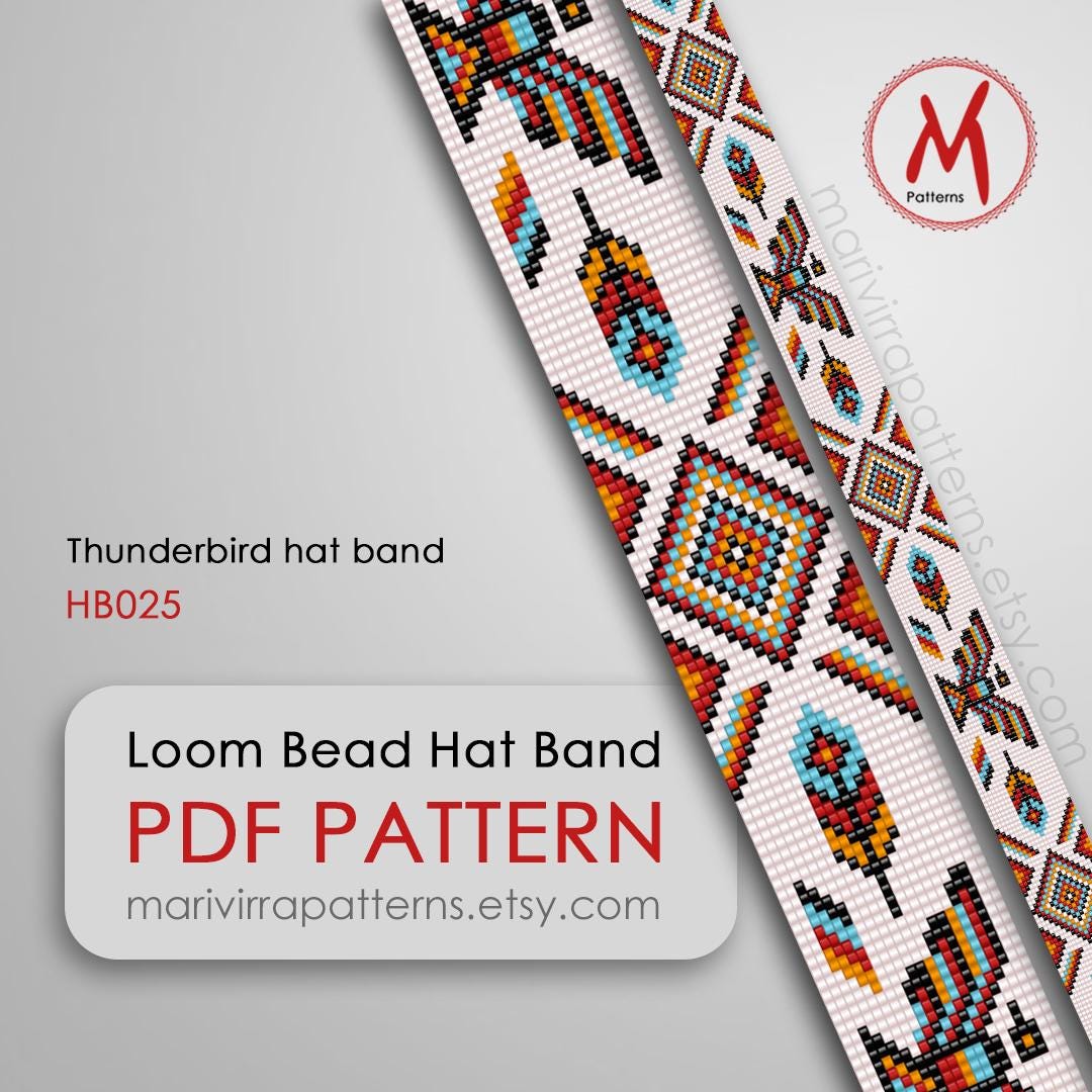 Thunderbird Loom Bead Pattern for Hat Band, Loomed Stitch, Native West ...