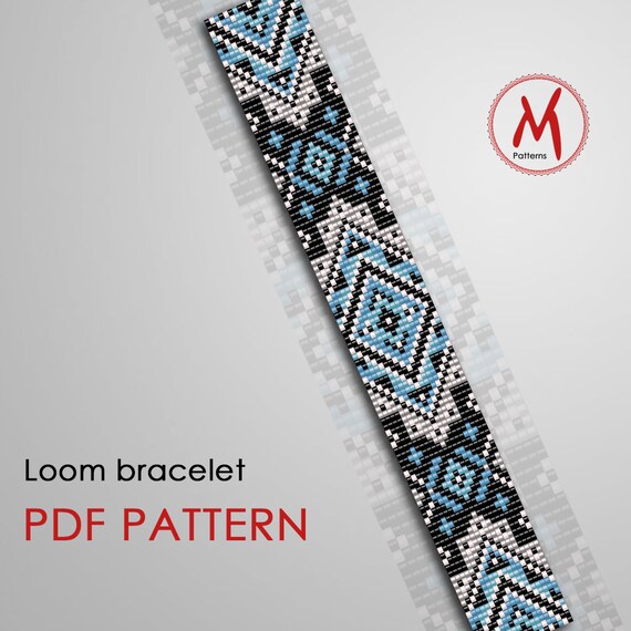 Blue Lines Loom Bead Pattern for Bracelet Native Indian | Etsy