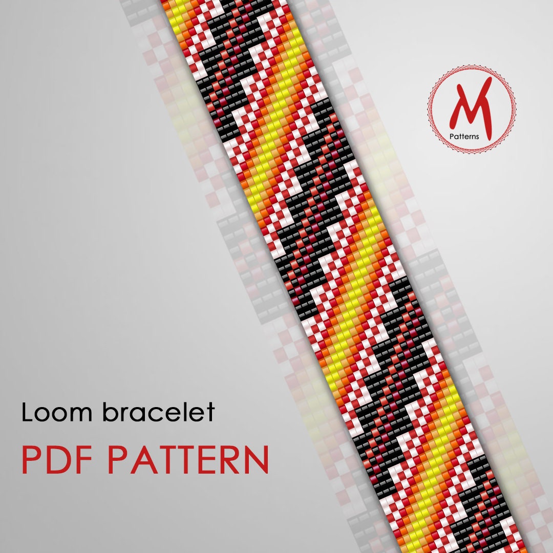 White Red Loom Bead Pattern for Bracelet Transparent Red - Etsy