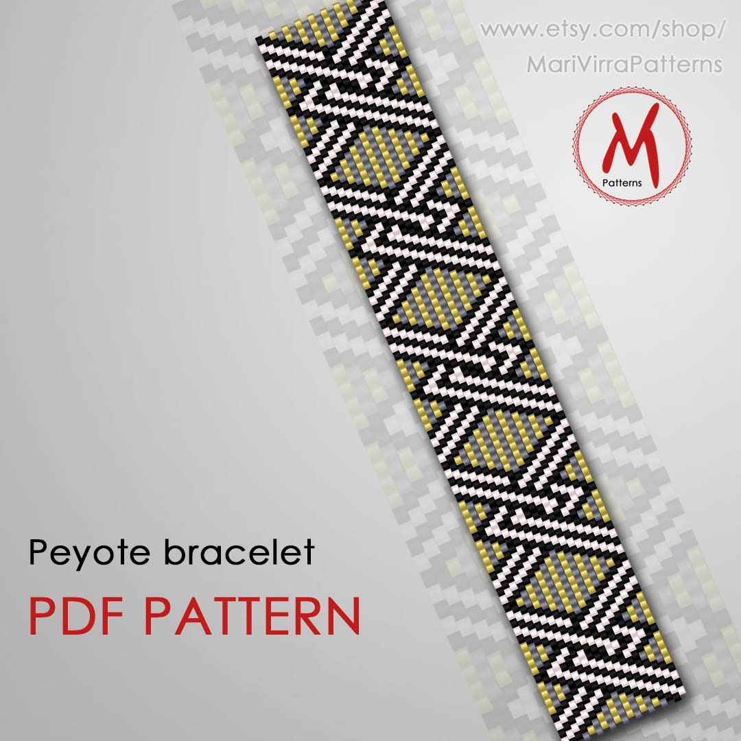 Infinity Silver Gold Peyote Bead Pattern for Bracelet Odd - Etsy