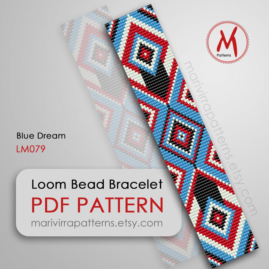 Blue Dream Loom Bead Pattern for Bracelet - Native Inspired, Turquoise ...